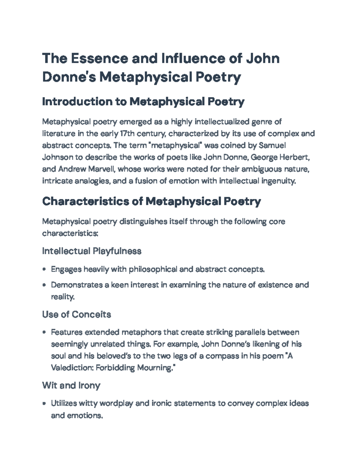 John Donne's Metaphysical Poetry: Exploration of Themes and Influence ...
