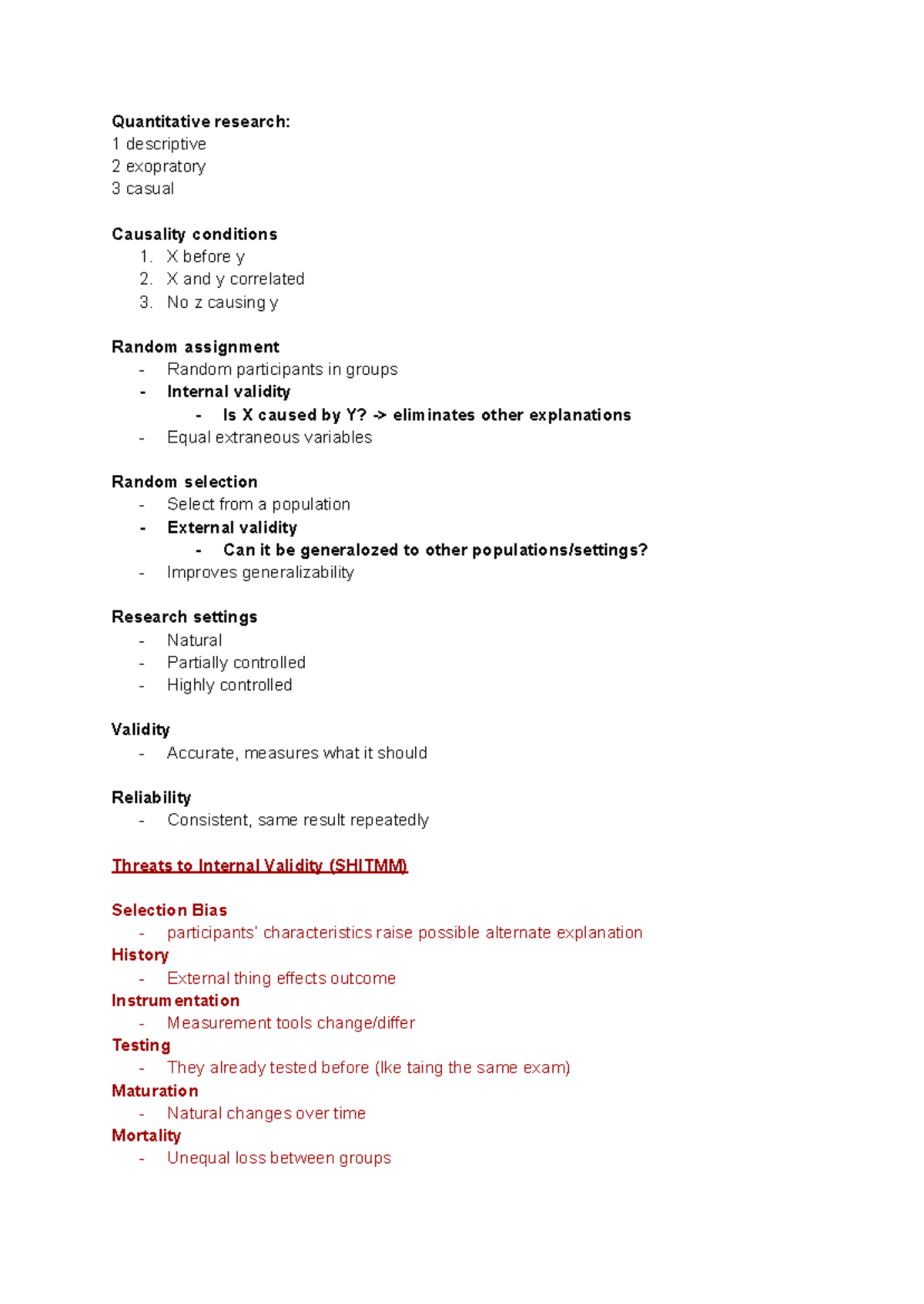 Research Methods Notes: Quantitative Approaches and Validity Issues ...