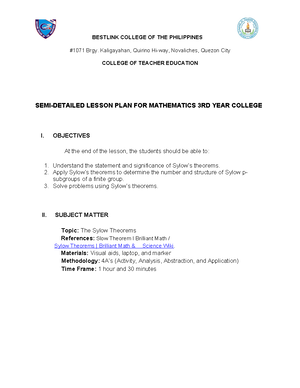 Detailed Lesson Plan in Mathematics 7 Negies - BESTLINK COLLEGE OF THE ...
