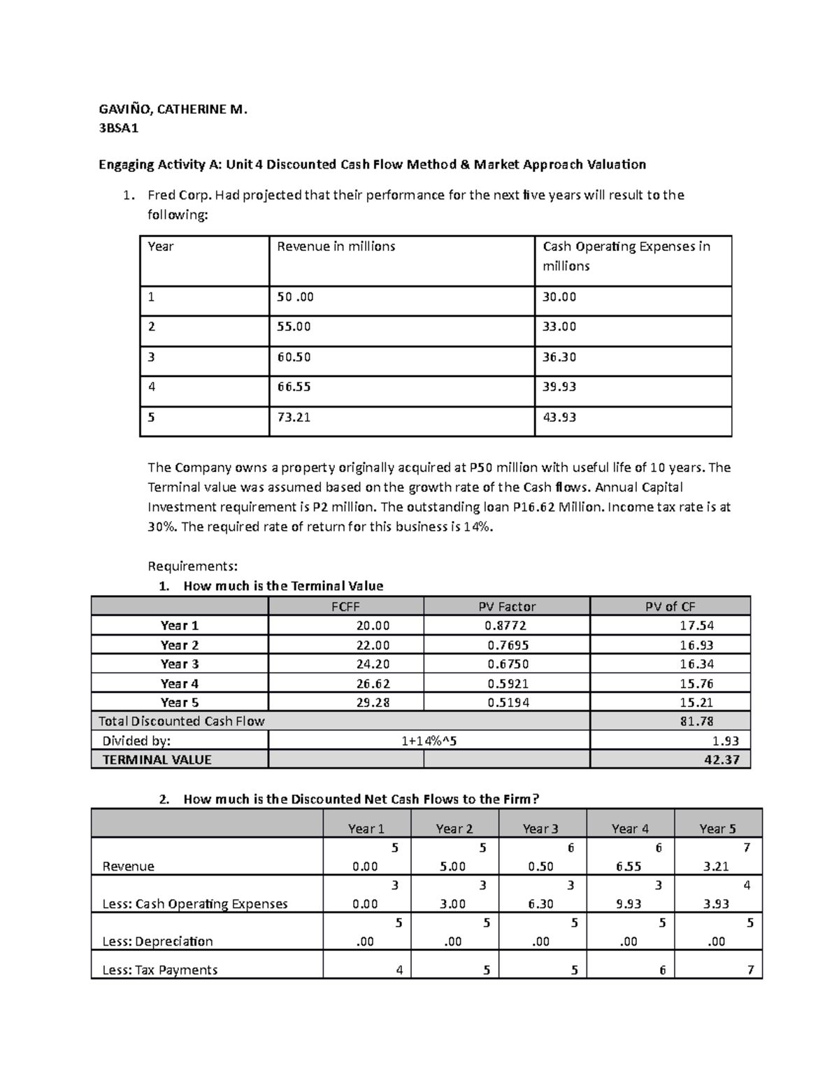 Engaging Activity A-1: Unit 4 on Discounted Cash Flow Valuation ...