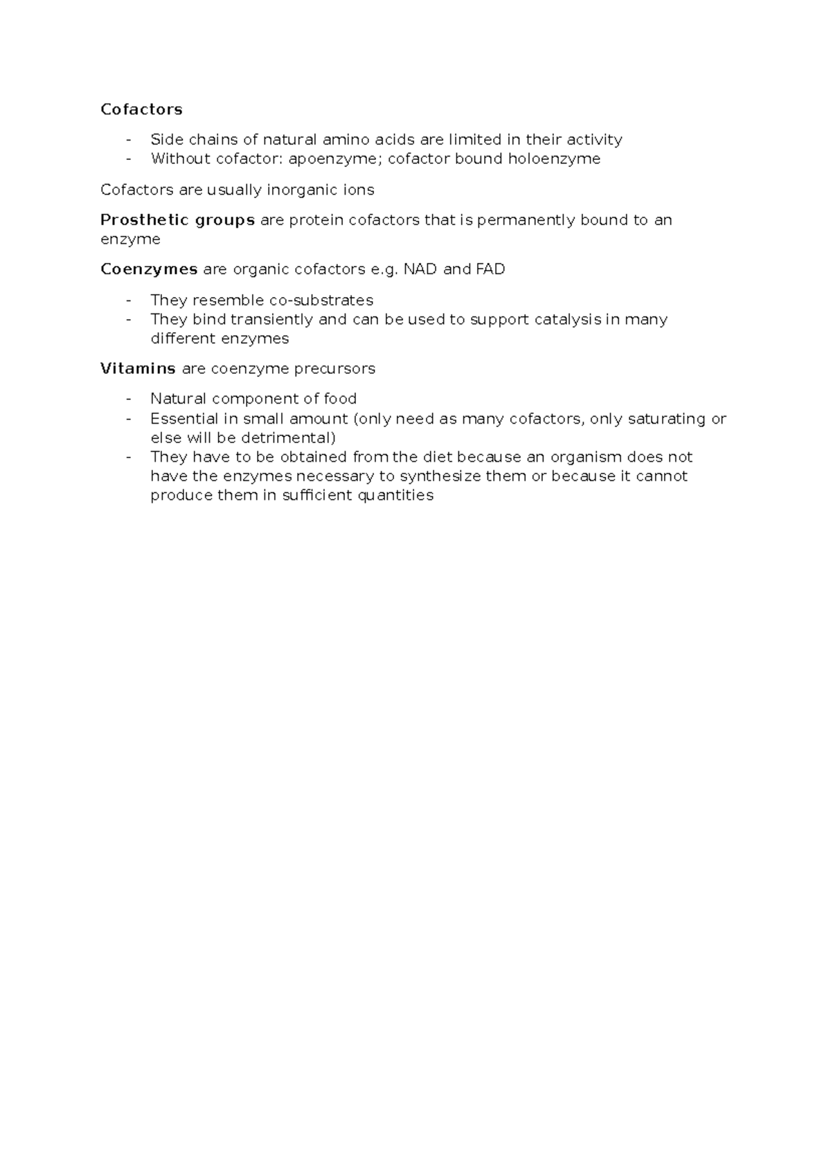 Cofactors in Enzyme Activity: Lecture Notes on Amino Acids and Vitamins ...
