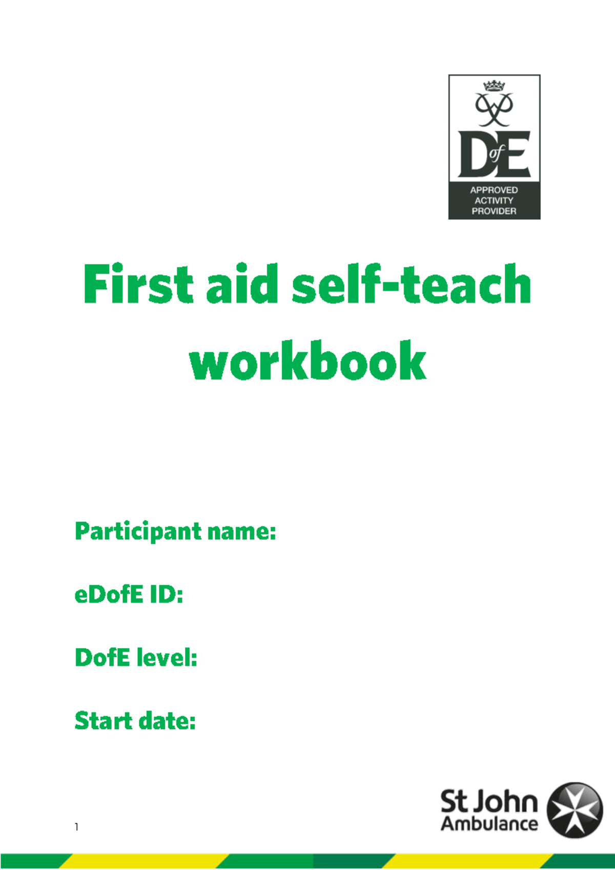 First Aid Self-Teach Workbook for DofE Skills - Bronze Level - Studocu