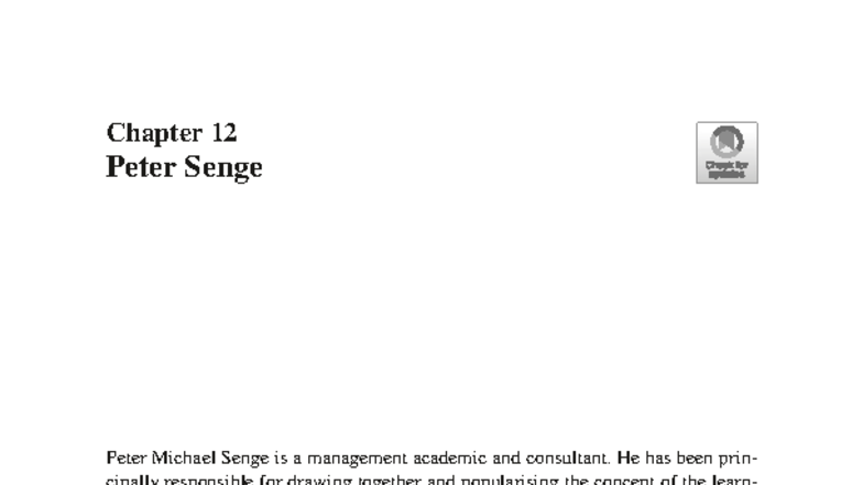 Chapter 12: Peter Senge - The Learning Organization and Systems ...