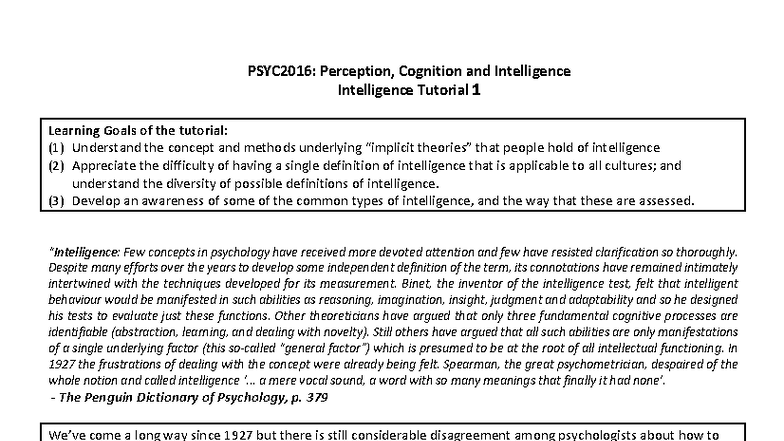 PSYC2016: Intelligence Tutorial 1 - Understanding Concepts and Skills ...