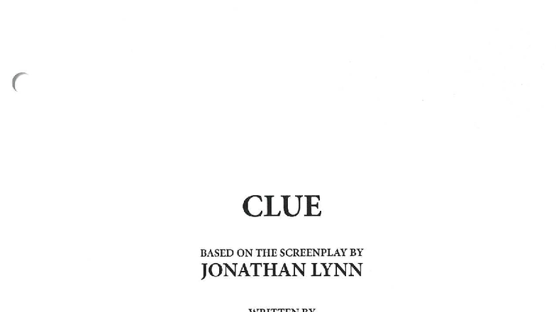CLUE: High School Edition Script - A Theatrical Mystery - Studocu