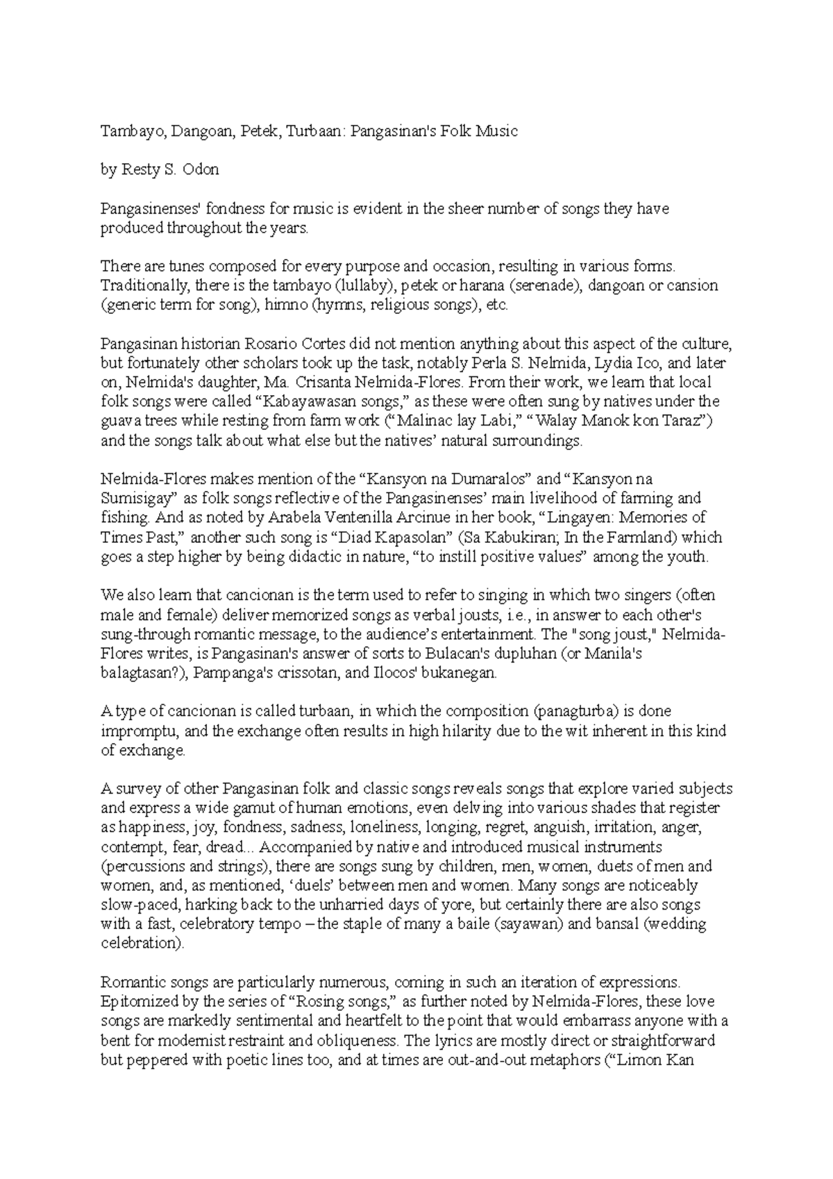 Pangasinan's Folk Music: An Insight into Tambayo, Dangoan, Petek, and ...