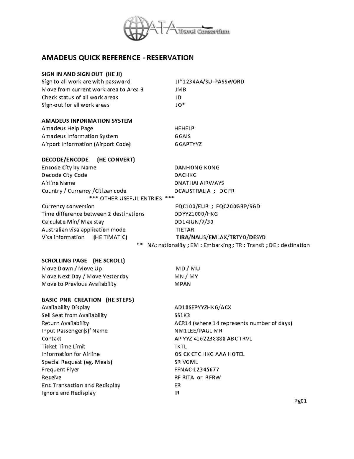 Amadeus Quick Reference Guide: Essential Commands and Functions - Studocu
