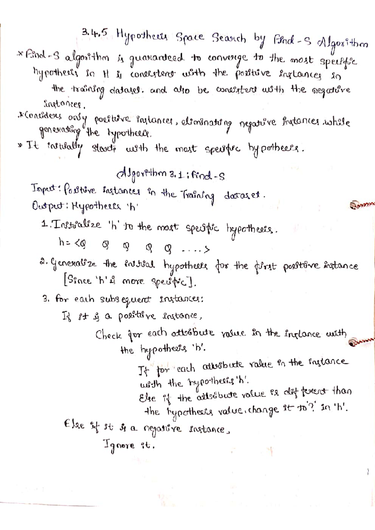 ML Mod2-49-57: Hypothesis Space Search & Find S Algorithm Notes - Studocu