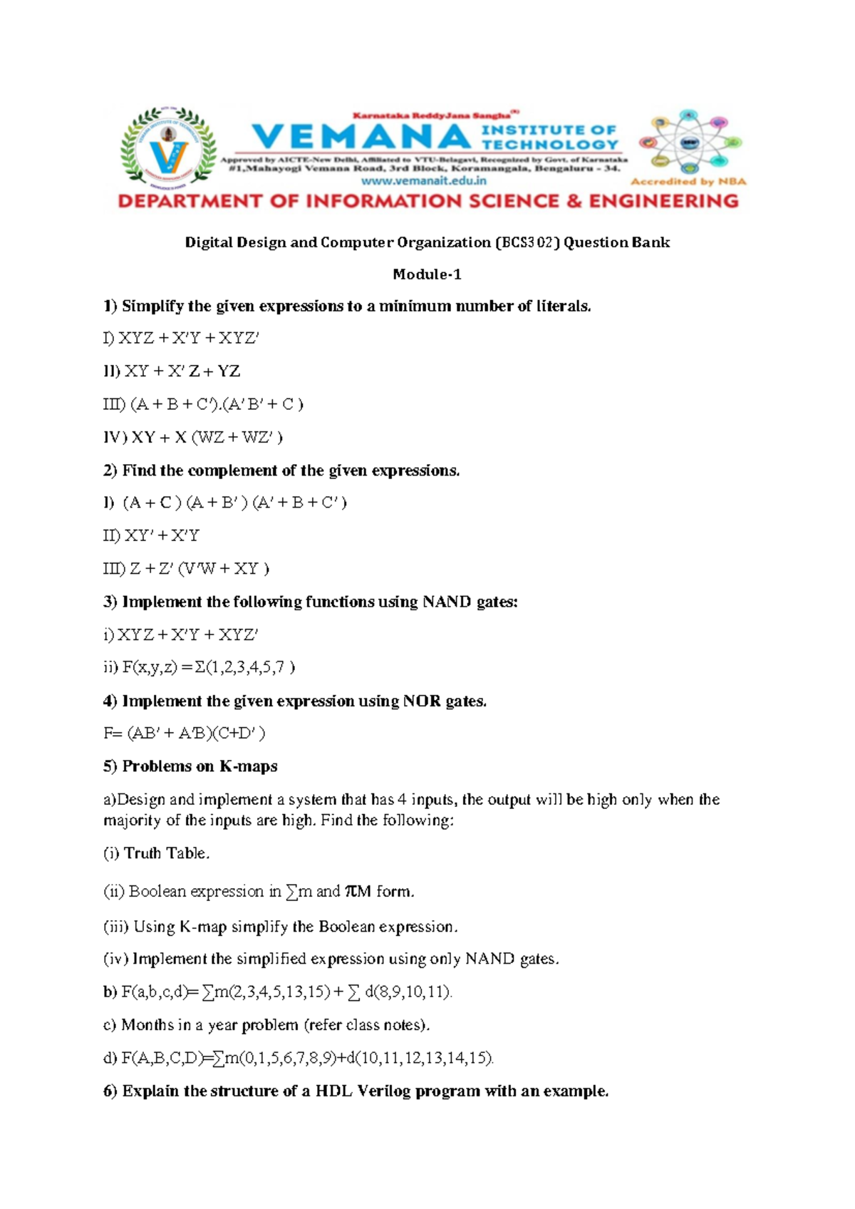 DDCO Question Bank 1 - Abc - Digital Design and Computer Organization ...