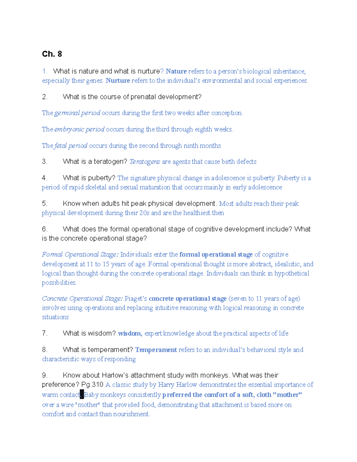 Psychology 101 Final Exam study notes: Nature vs. nurture and ...