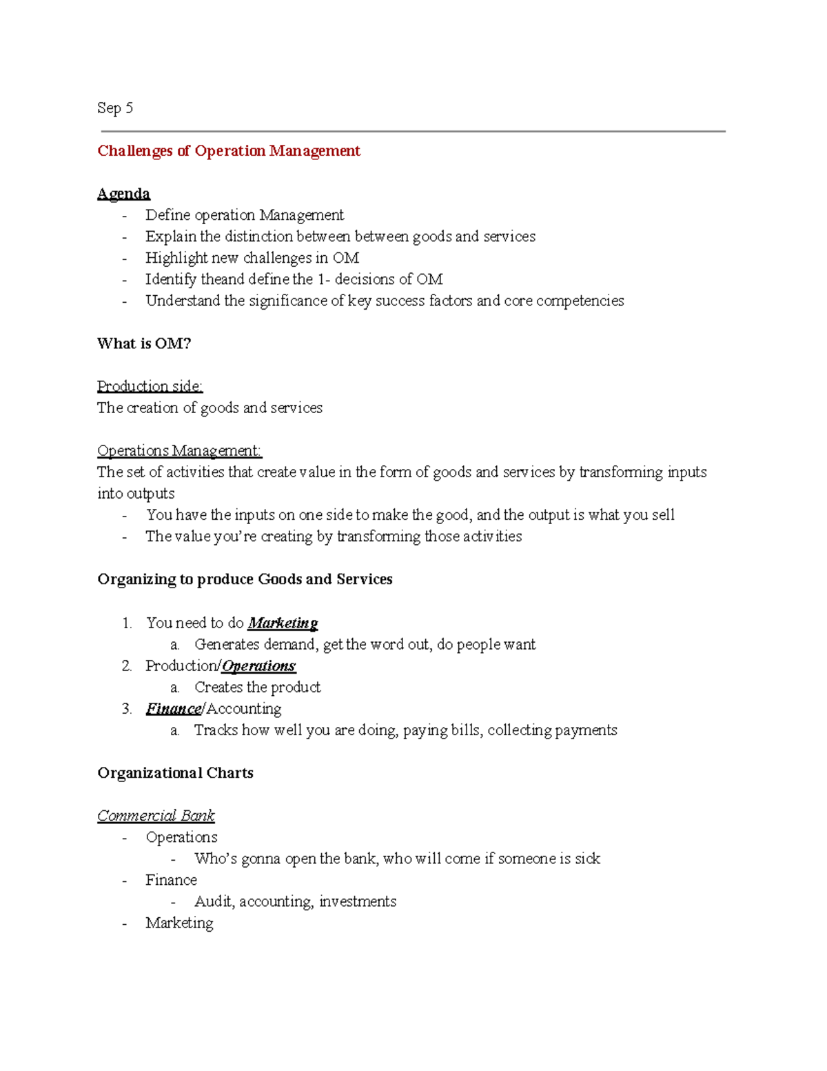 GMS401 Lecture 1: Challenges in Operations Management Overview - Studocu