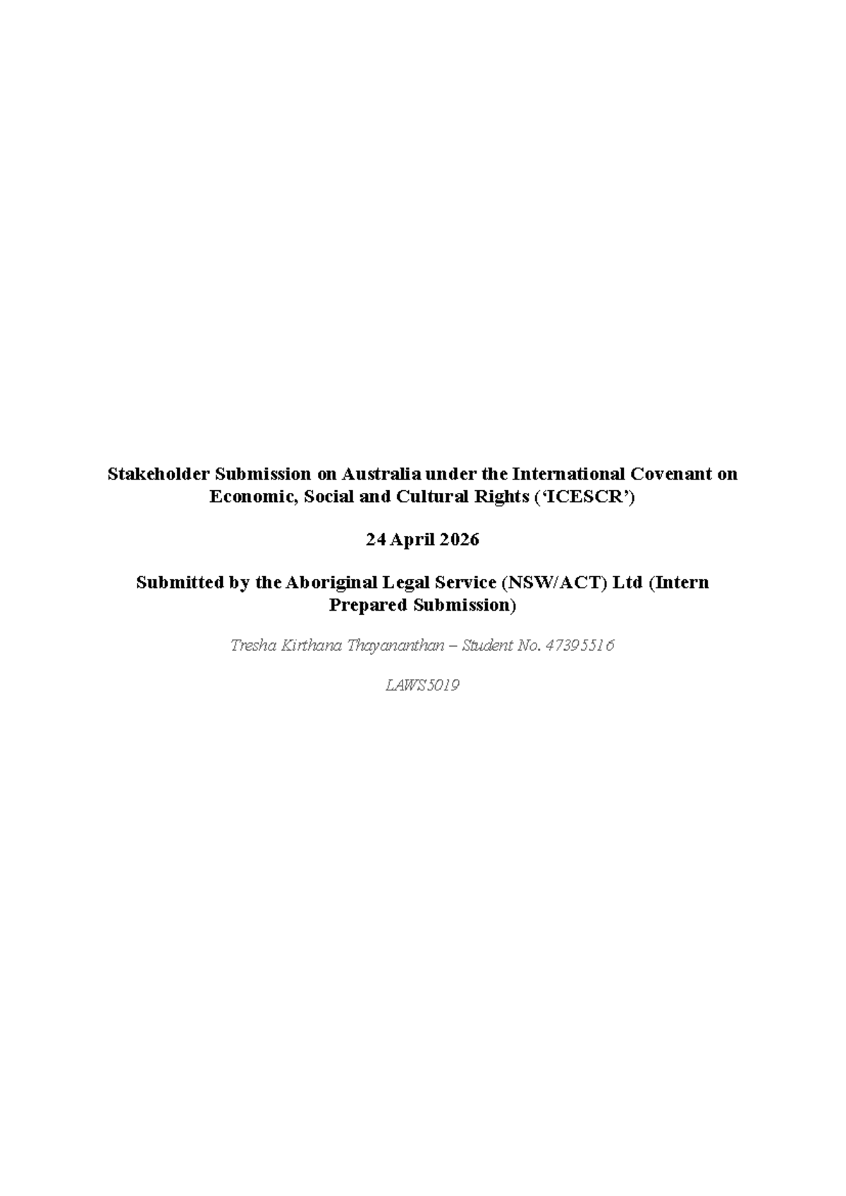 LAWS5019 Submission on PFAS Impact on Aboriginal Communities in ...