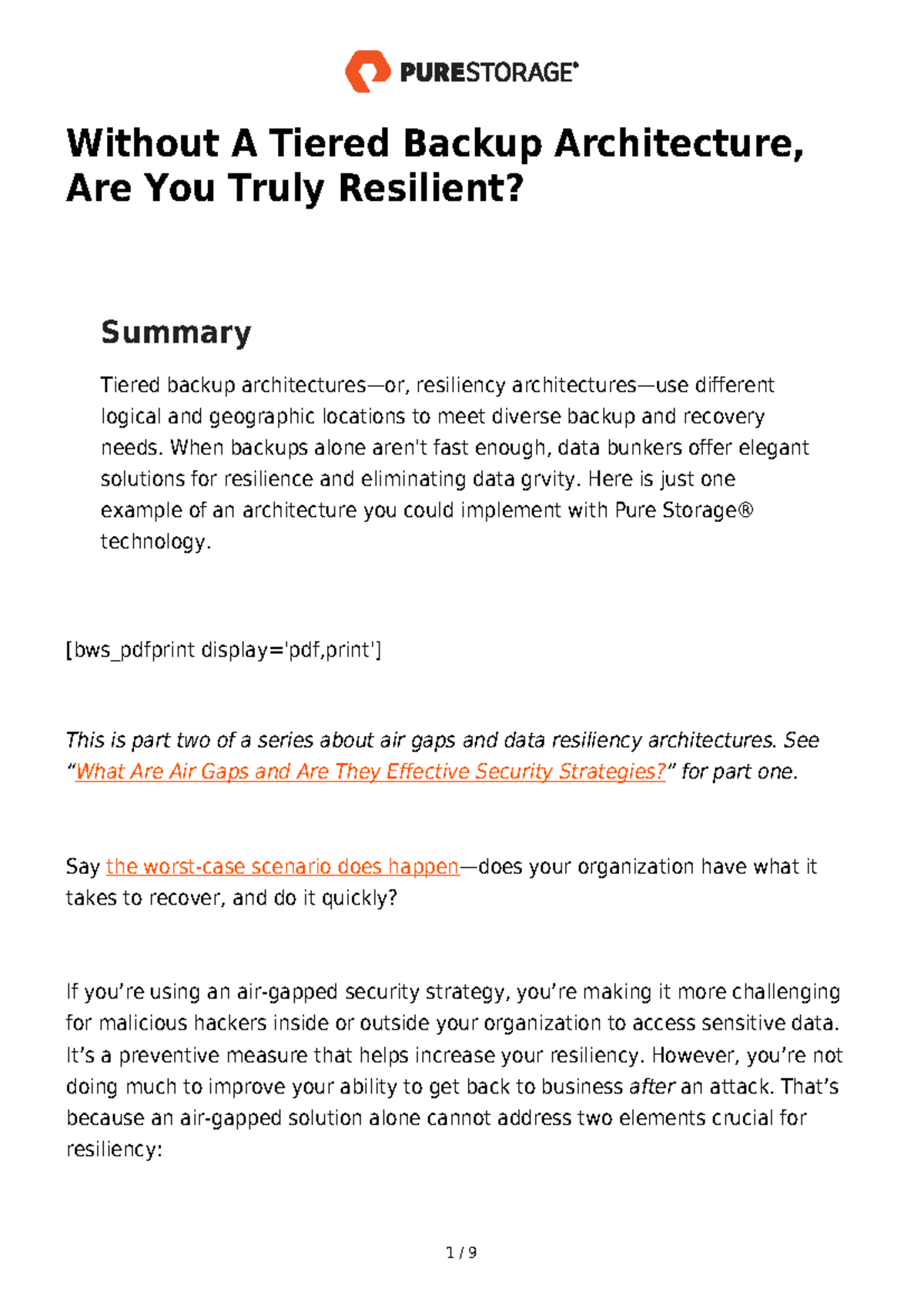 Bounce Back Faster: Tiered Backup Resiliency Architecture - Studocu