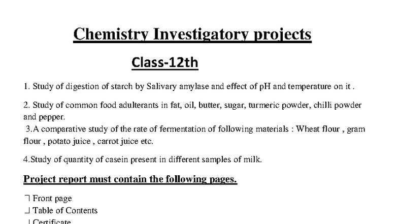 Chemistry Class-12 Investigatory Project Report on Food Studies - Studocu