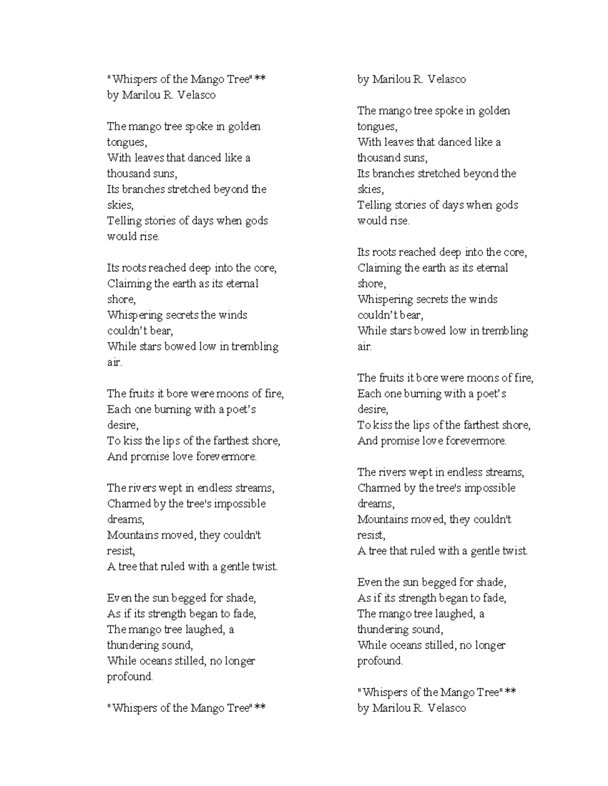 Analysis of the Poem "Whispers of the Mango Tree" - Studocu