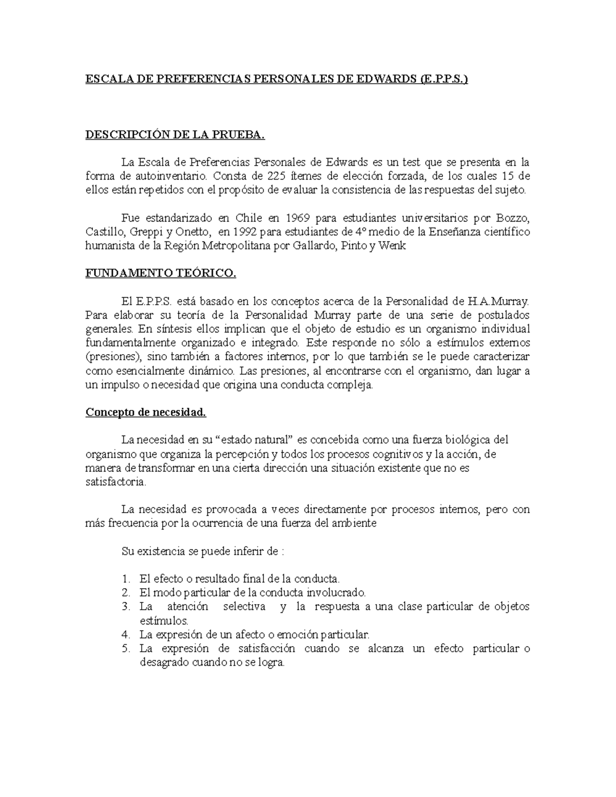 Interpretar EPPS - Interpretación test epps - ESCALA DE PREFERENCIAS ...