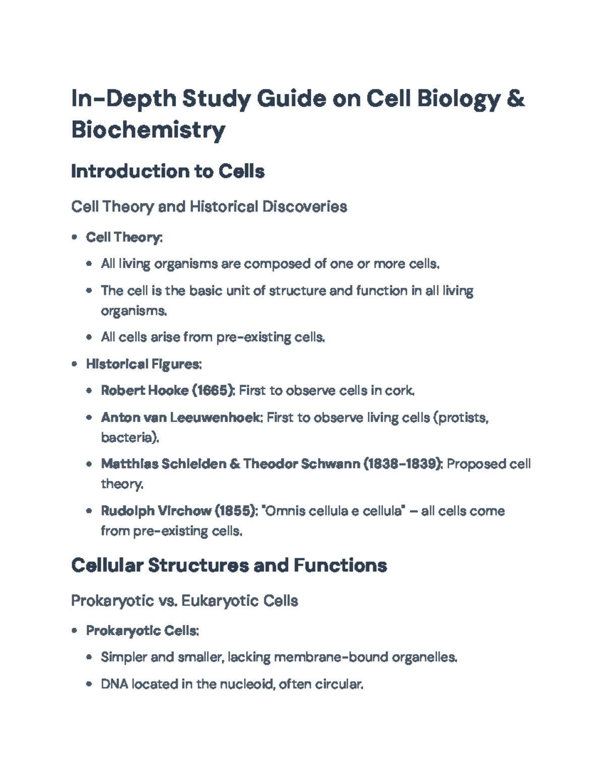 In-Depth Study Guide on Cell Biology & Biochemistry (Course Code ...