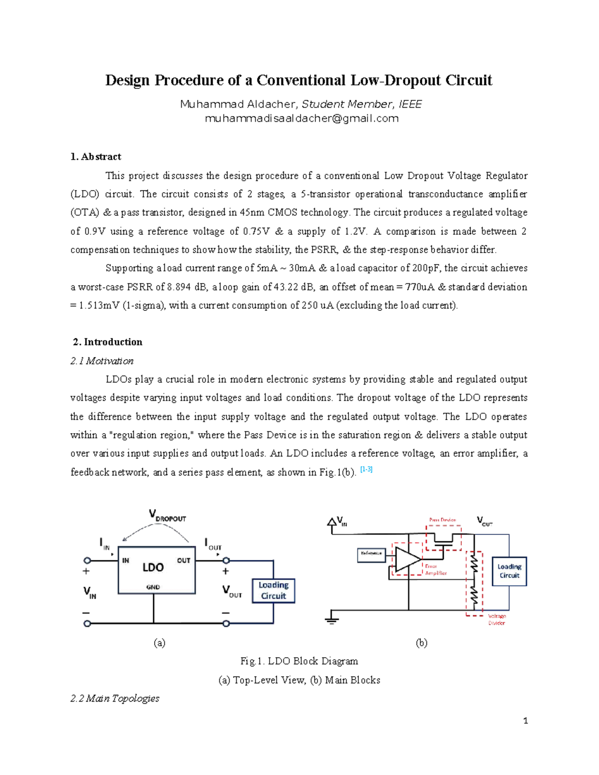 Design Procedure of LDO Circuit (EE290C Project Report) - Studocu