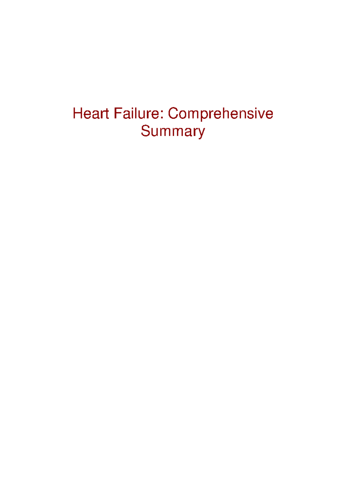 Heart Failure (HF) Overview: Definition, Causes, and Symptoms - Studocu