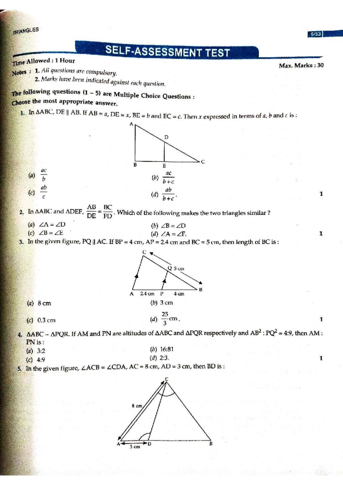 TRIANGLES TEST (L-6) Practice Questions and Solutions - Studocu
