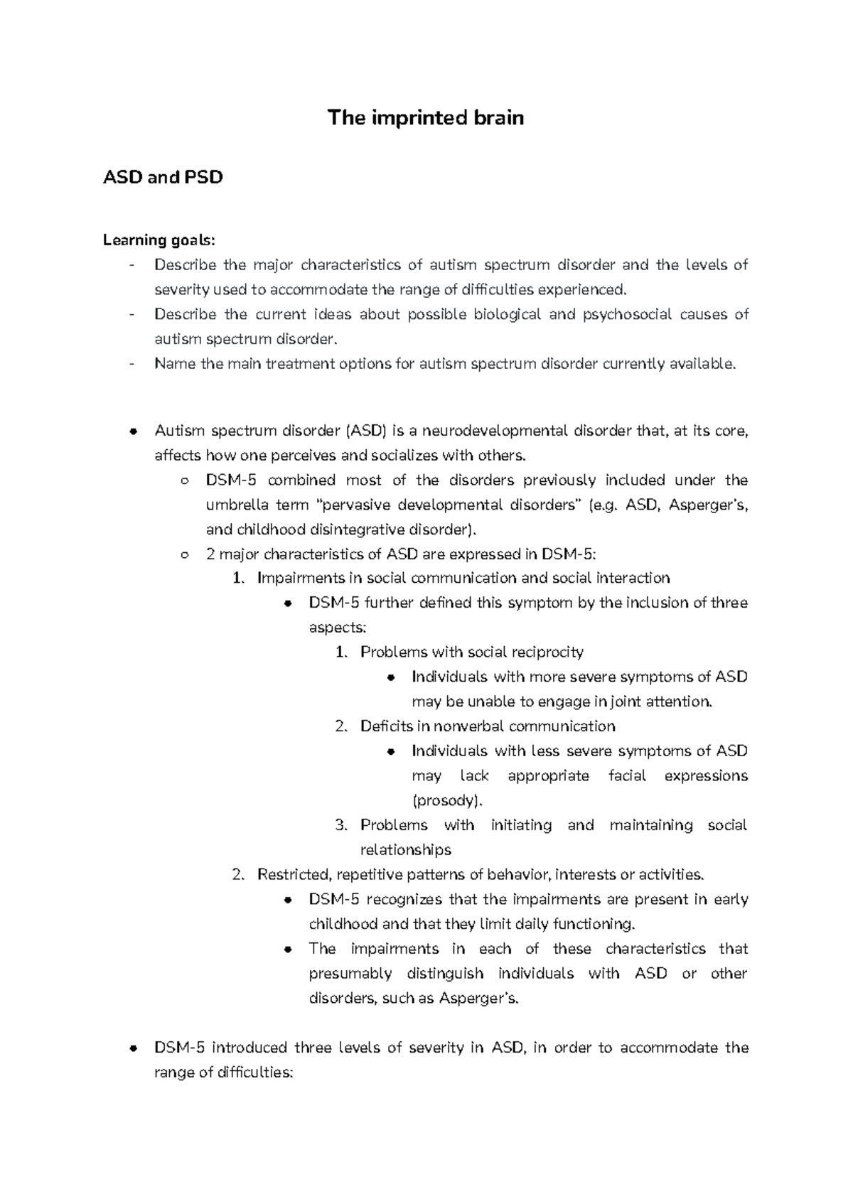 The Imprinted Brain: Understanding ASD and PSD Characteristics and ...