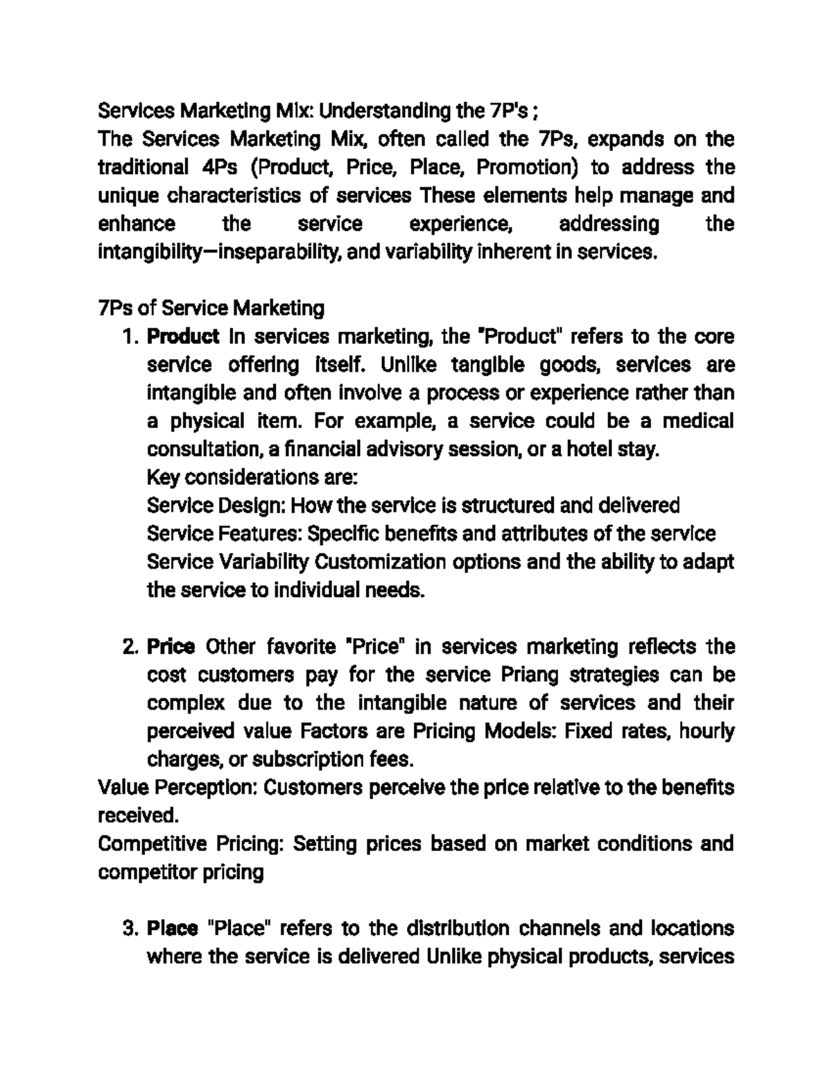 UNIT ONE [Notes Five] - Services Marketing Mix Overview - Studocu