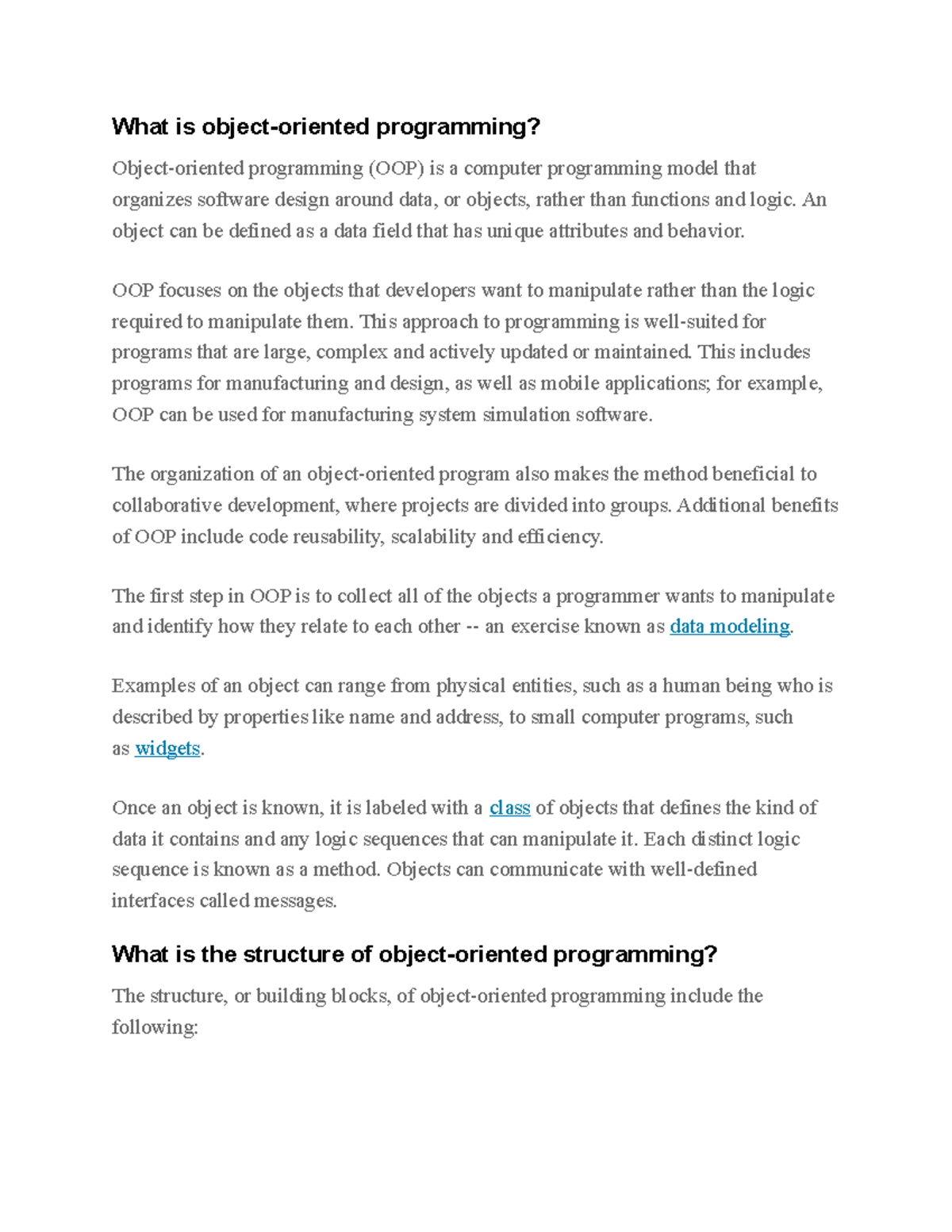 Object Oriented Programming Notes What Is Object Oriented Programming 