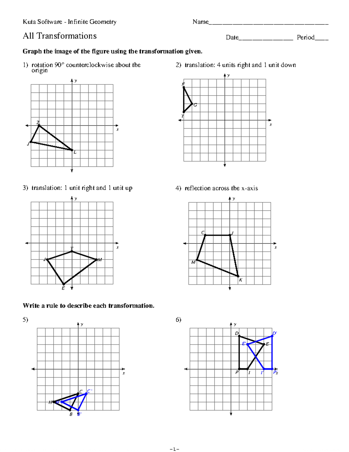 Kuta Software Infinite Geometry: All Transformations Worksheet - Studocu