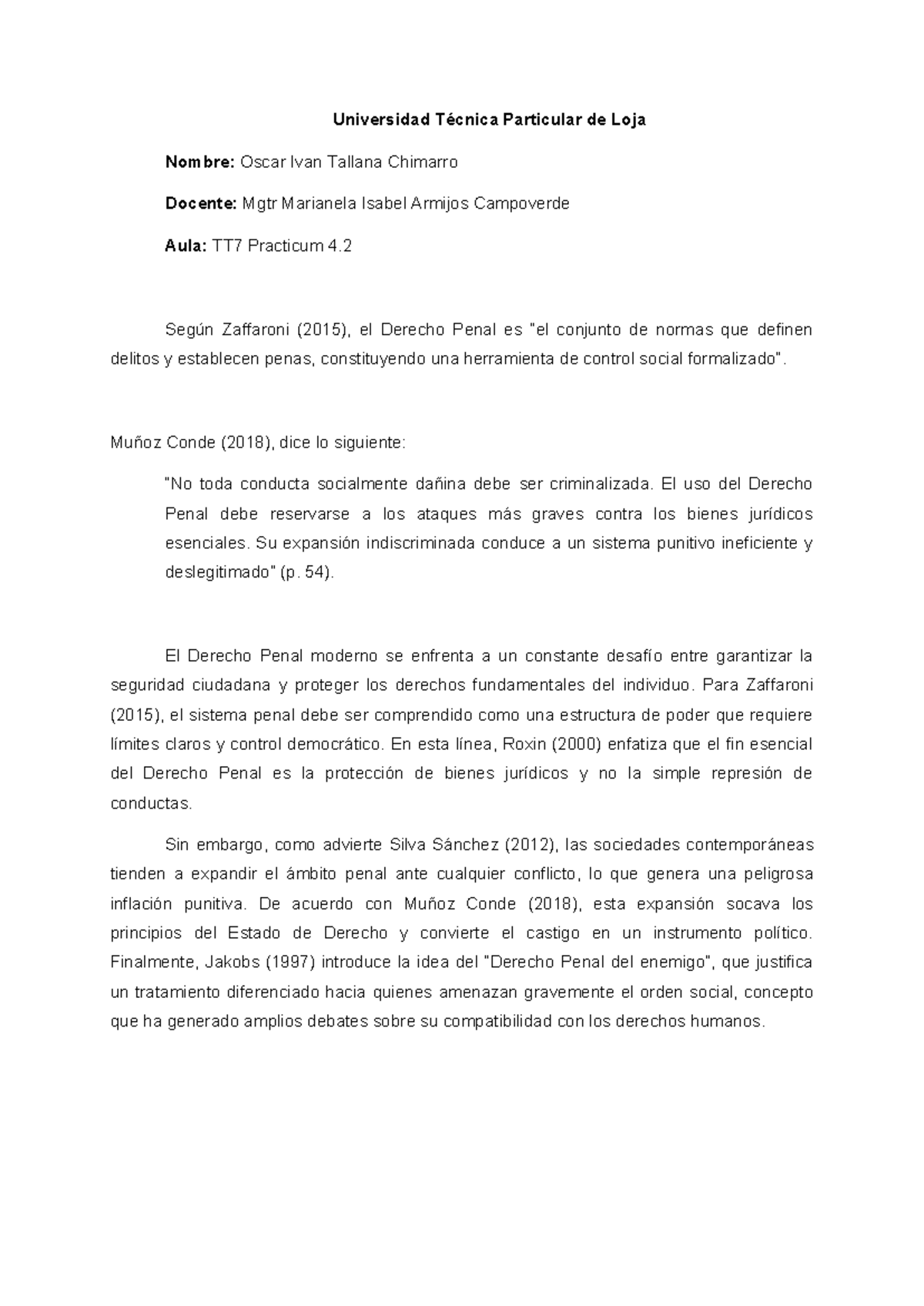 Citas del Practicum 4.2 en Derecho Penal - Studocu