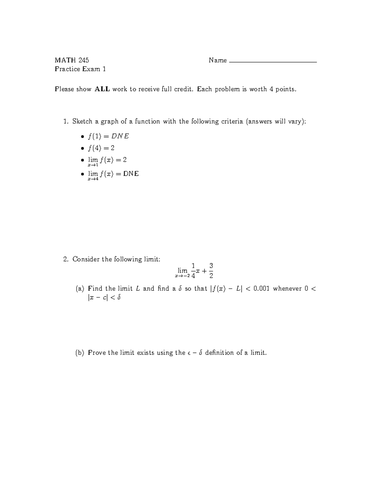 MATH 245 Practice Exam 1 - Spring 2023 Review Guide - Studocu
