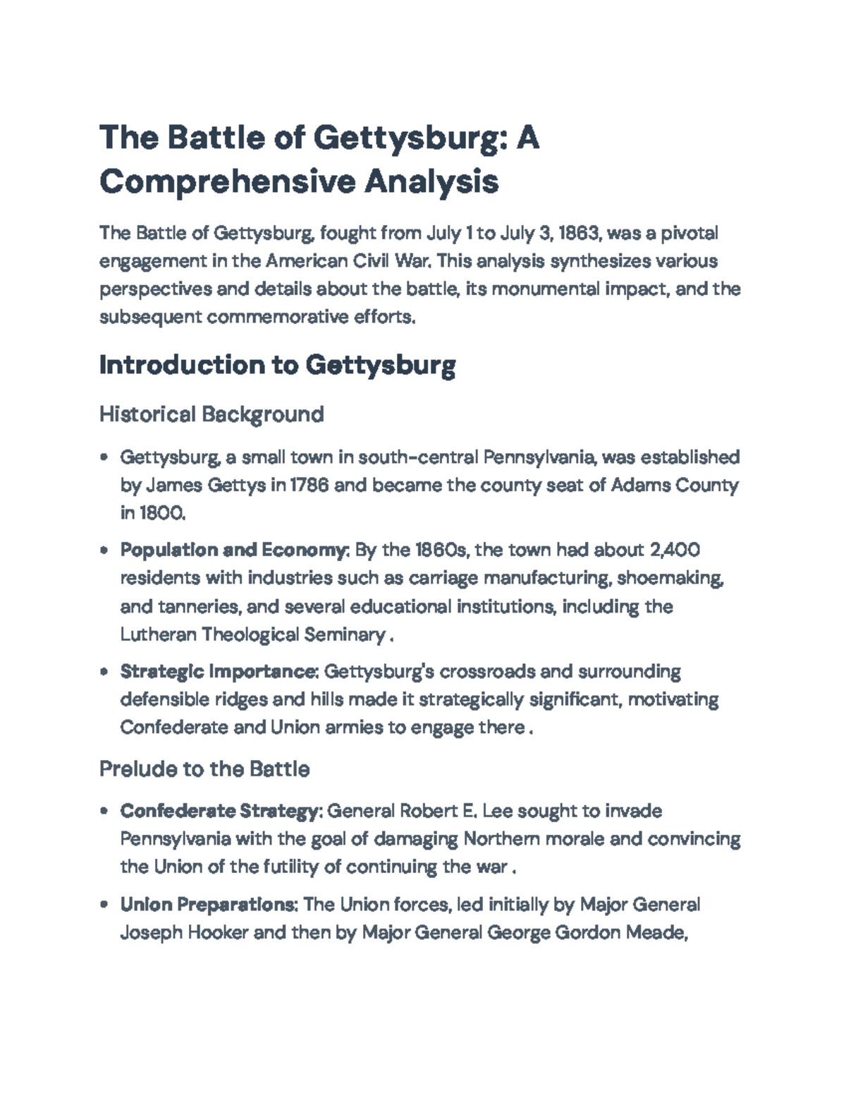 The Battle of Gettysburg: A Comprehensive Analysis (HIST 405) - The ...