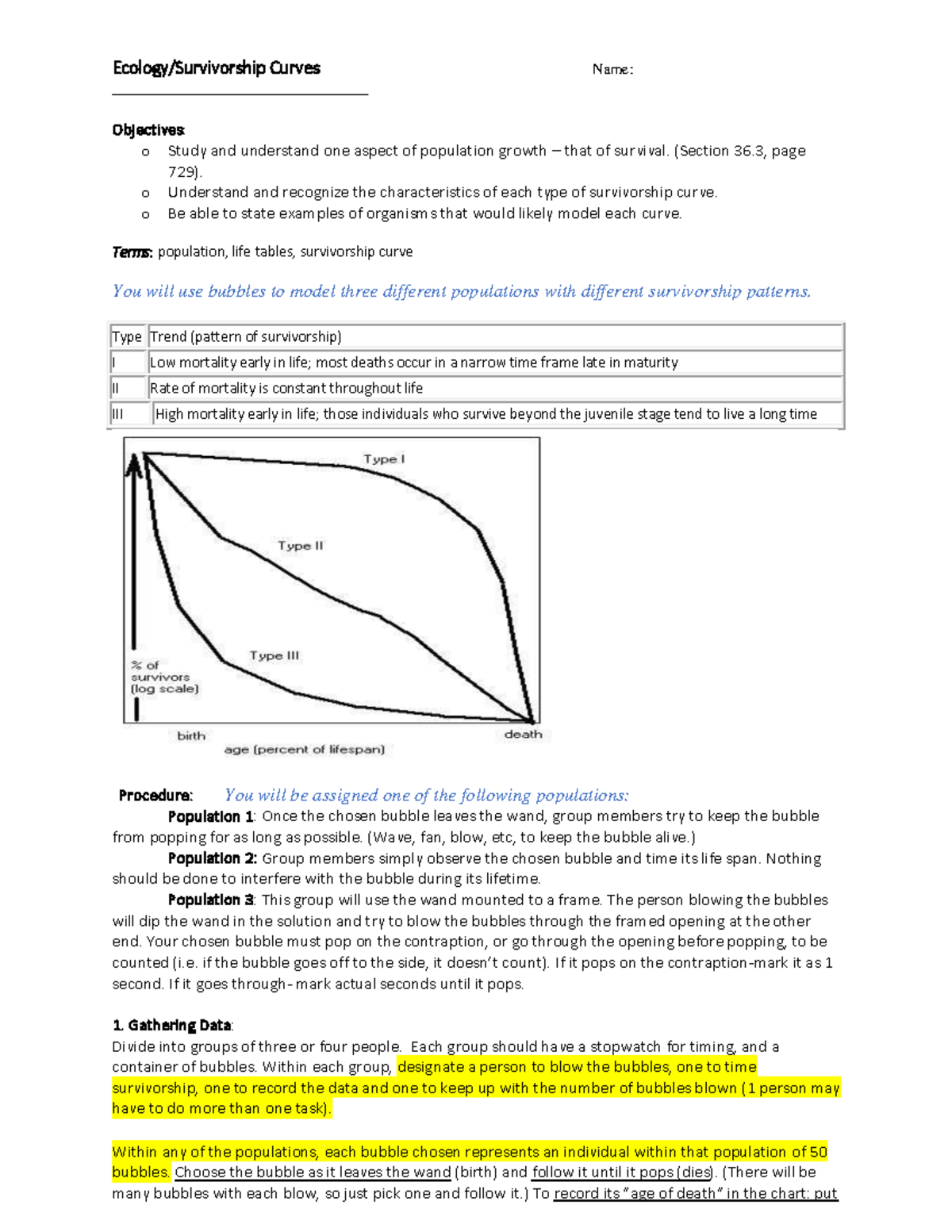 Survivorship Curves Experiment: Understanding Population Survival ...