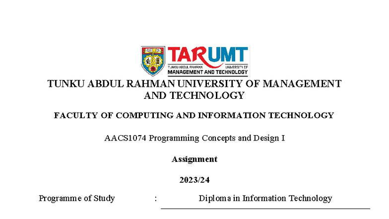 AACS1074 - GPA and CGPA Calculator Assignment Report - Studocu
