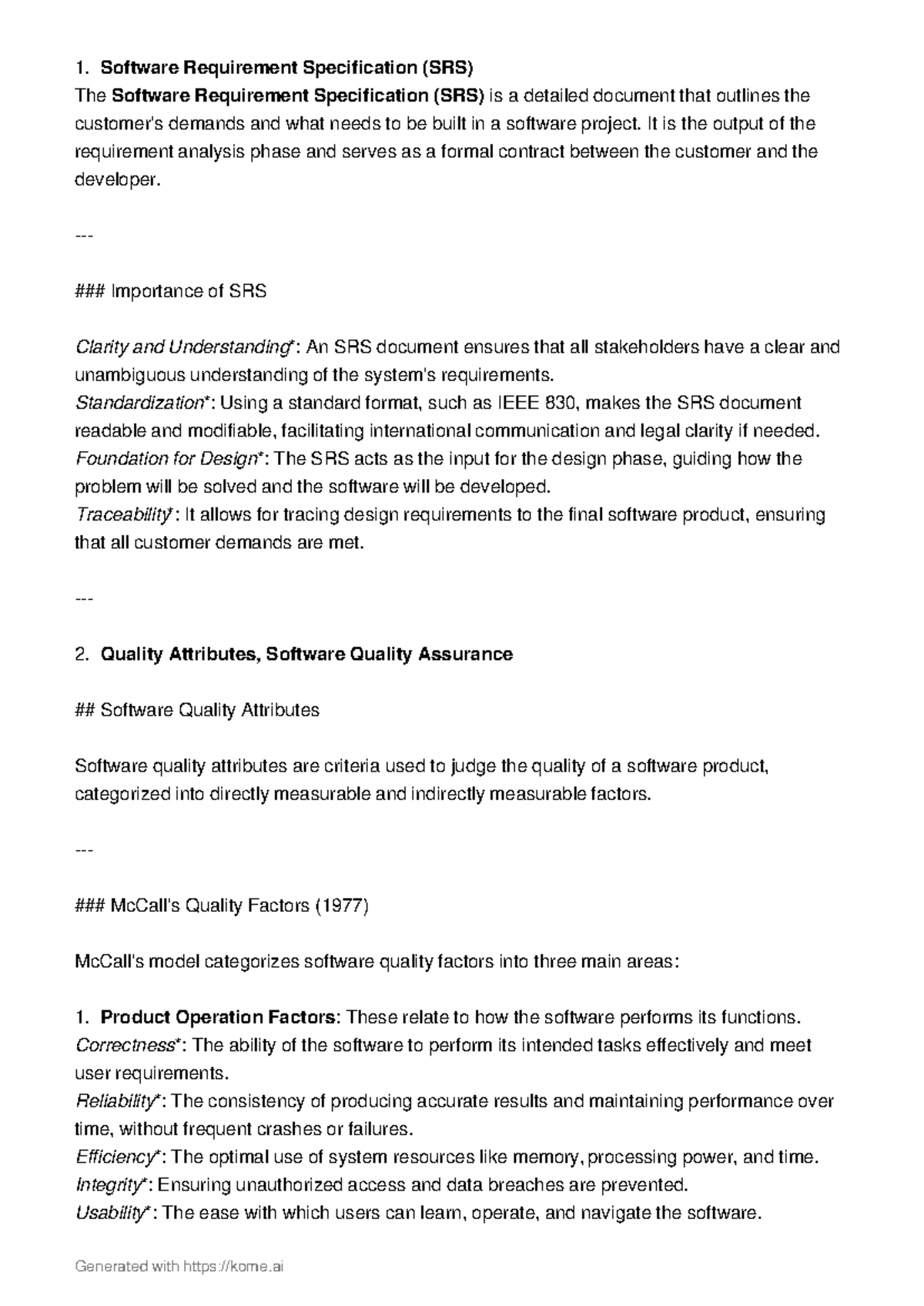 Software Requirement Specification (SRS) Overview and Quality Assurance ...