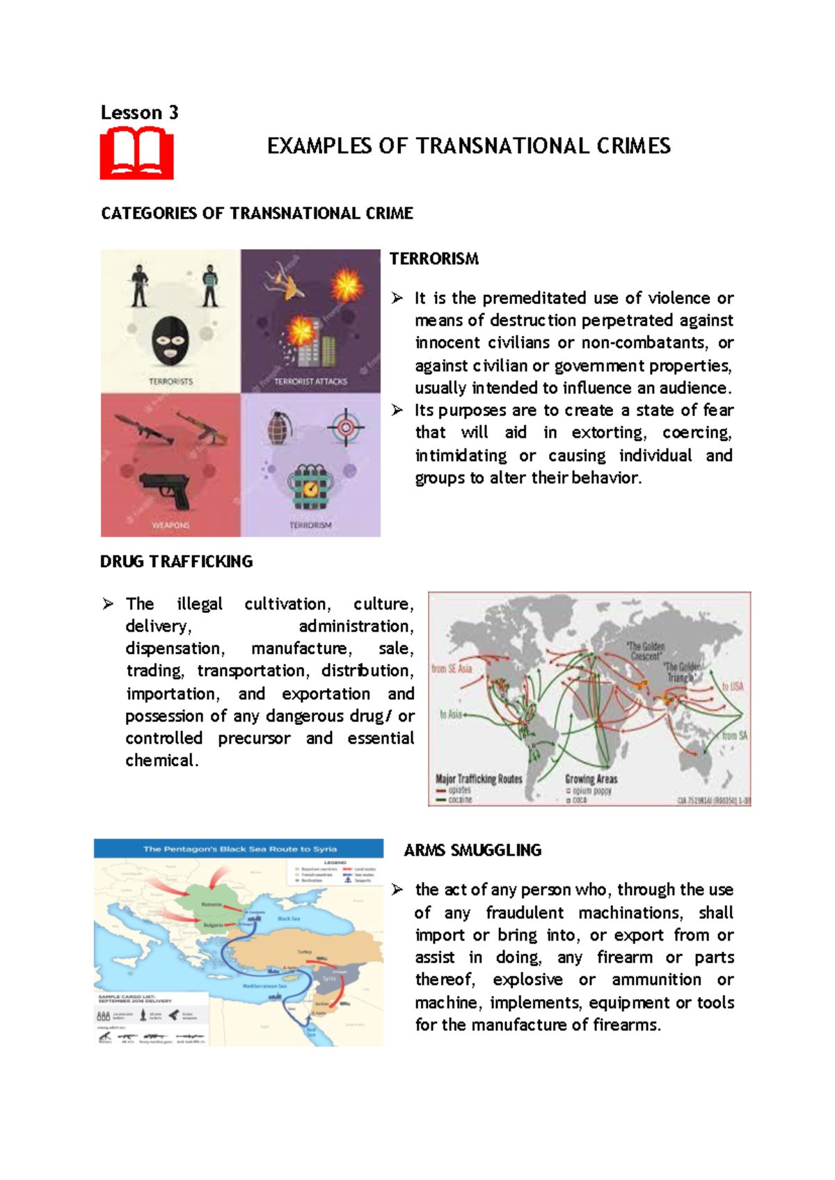 Examples of Transnational Crimes - Lesson 3 CATEGORIES OF TRANSNATIONAL ...