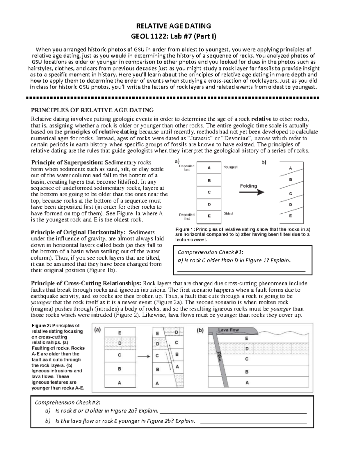 Relative and Numerical Age Dating GEOL 1122: Lab (Part I & II) - Studocu