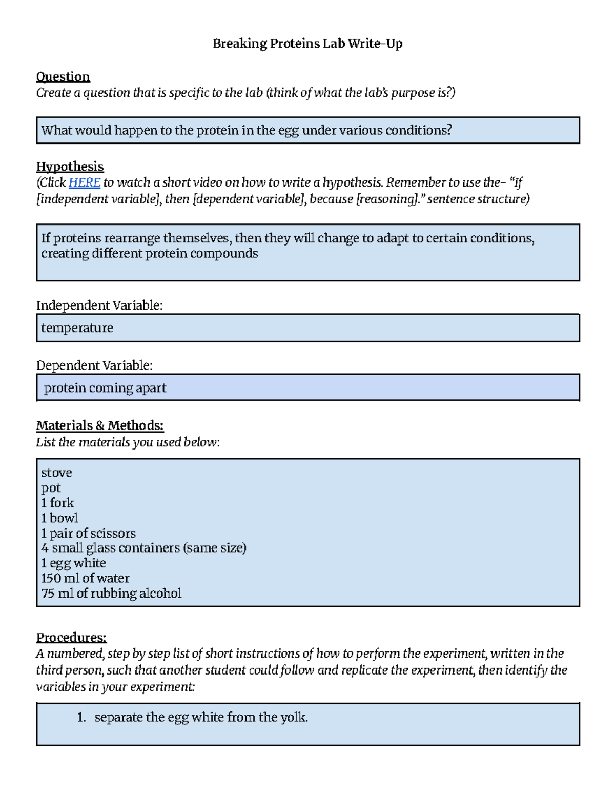 Copy of Project 1 Breaking Proteins Lab Write-Up 24-25.docx - Breaking Proteins Lab Write-Up ...