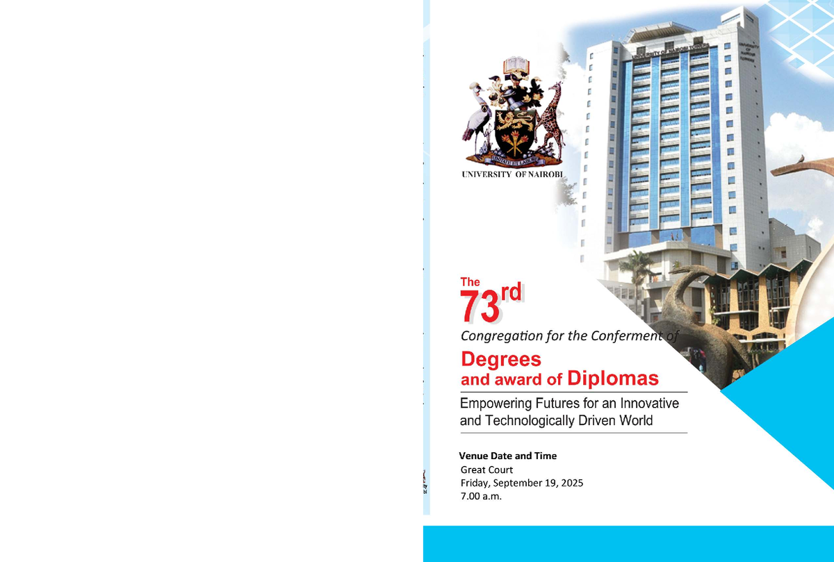 73rd Conferment of Degrees and Diplomas - University of Nairobi - Studocu