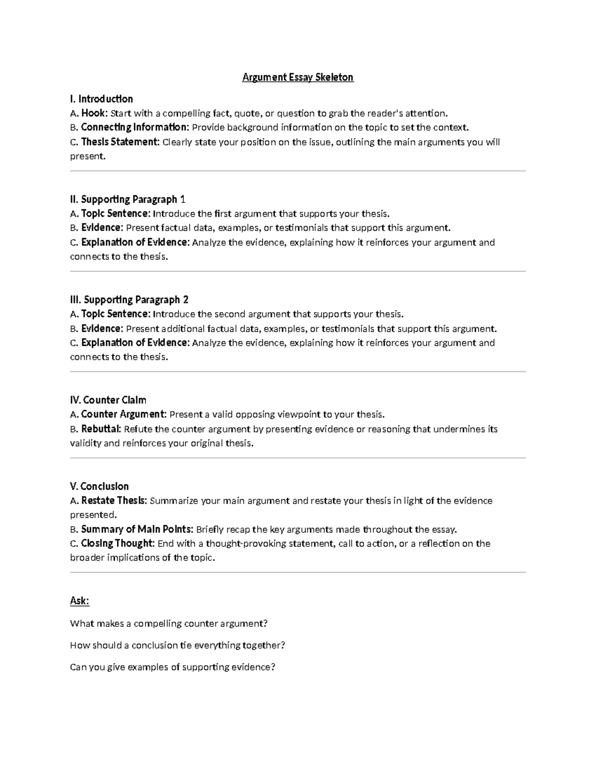 Argument Essay Structure Guide: Building Your Thesis & Supporting ...