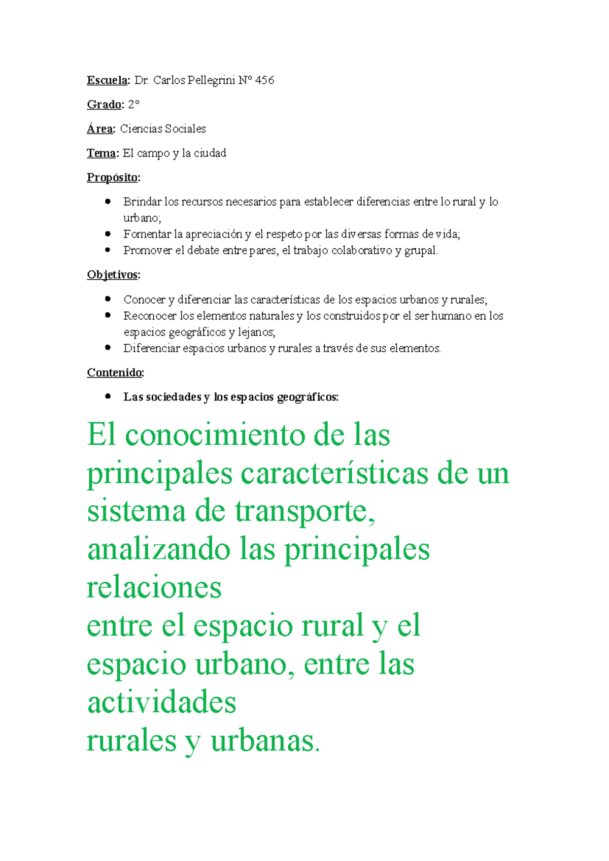 Ciencias Sociales 2° - Diferencias entre Campo y Ciudad - Studocu