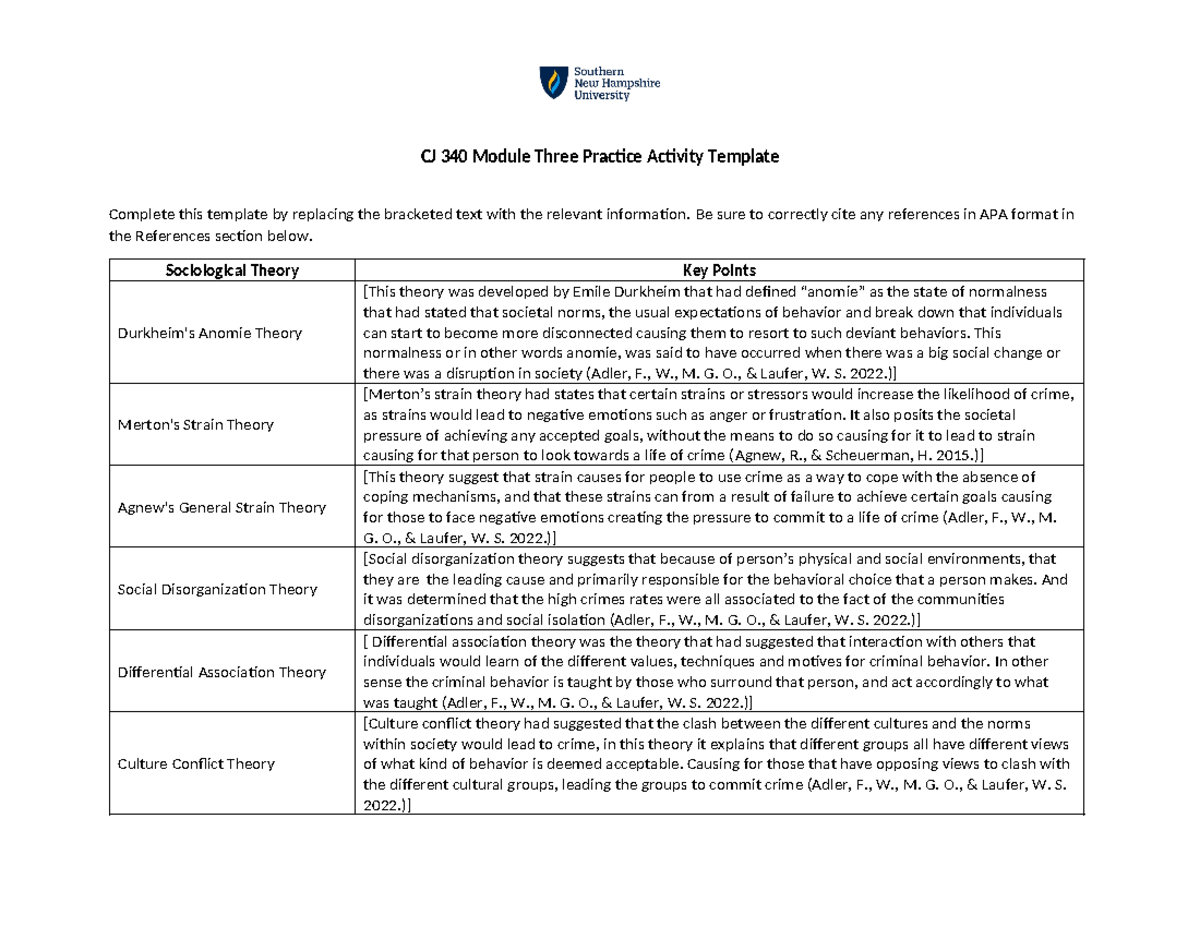 CJ 340 Module Three Practice Activity Template - CJ 340 Module Three ...