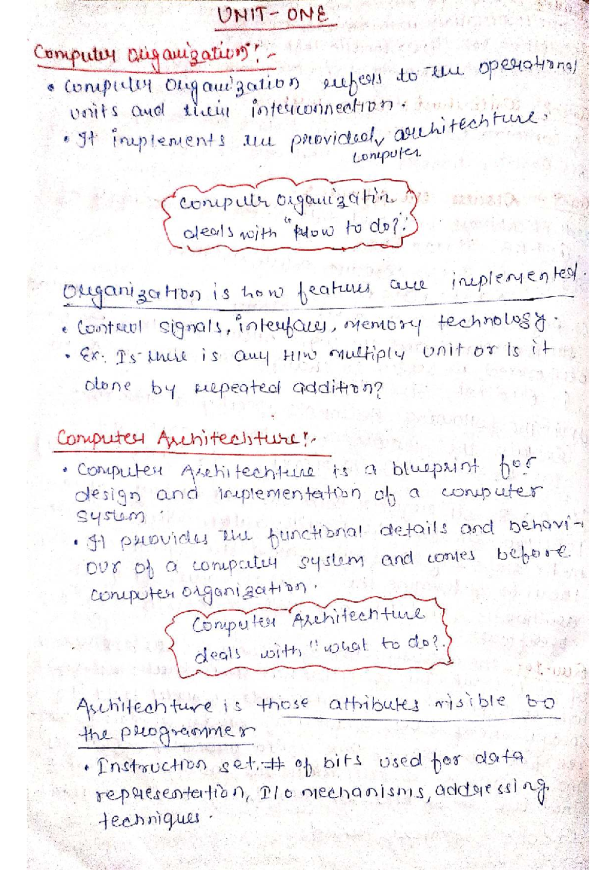 COA 101 Unit 1 Notes: Understanding Computer Organization Concepts ...
