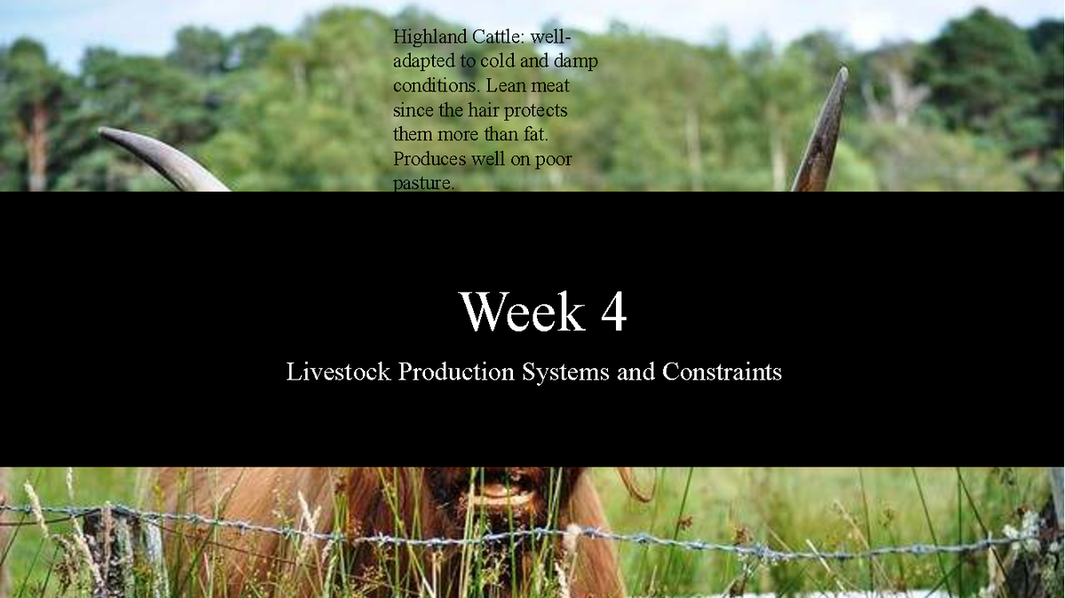 Broad Categories of Livestock Production Systems: Extensive vs ...