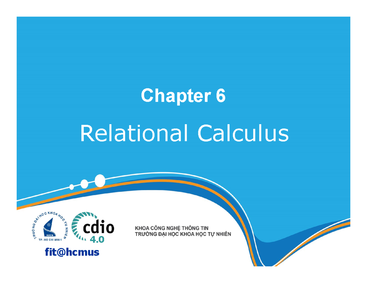 CTT102-Chapter 6-Understanding Relational Calculus Concepts - Studocu