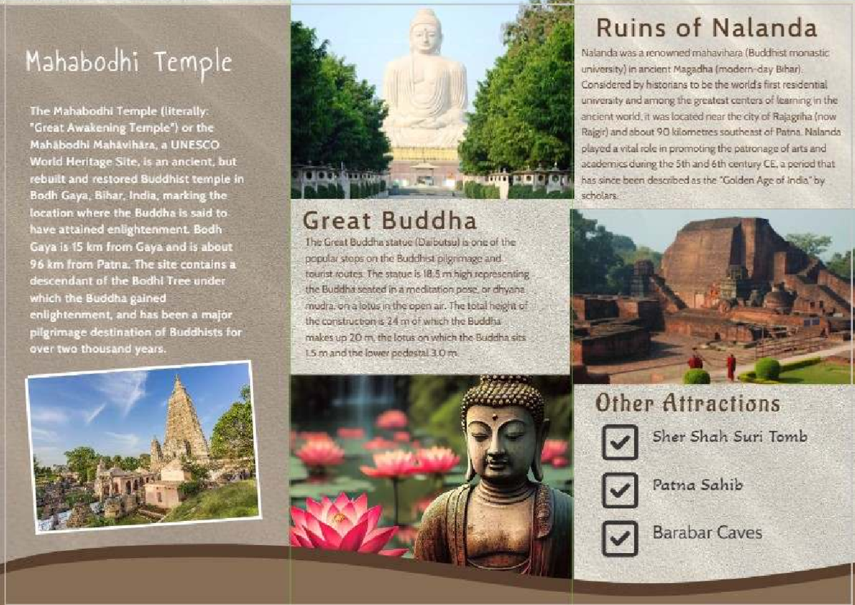 Brochure: Exploring the Ruins of Nalanda Mahabodhi Temple - Studocu