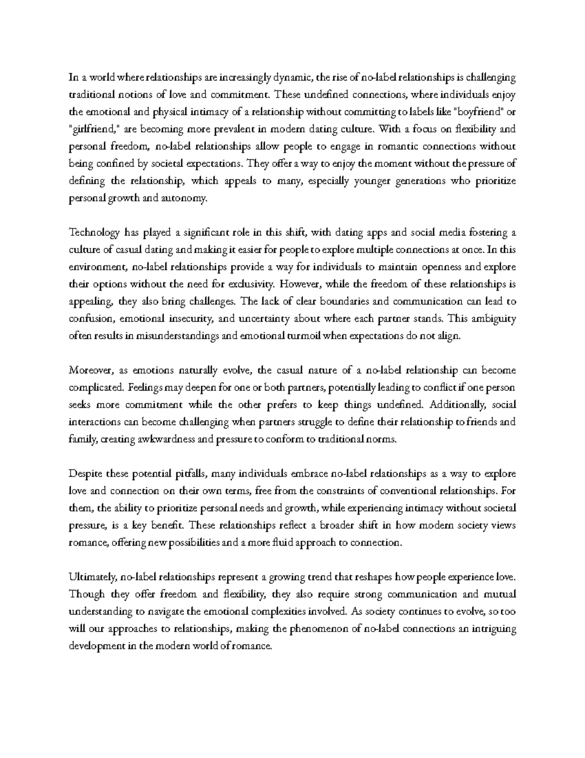 Exploring No-Label Relationships: Trends and Emotional Complexities ...