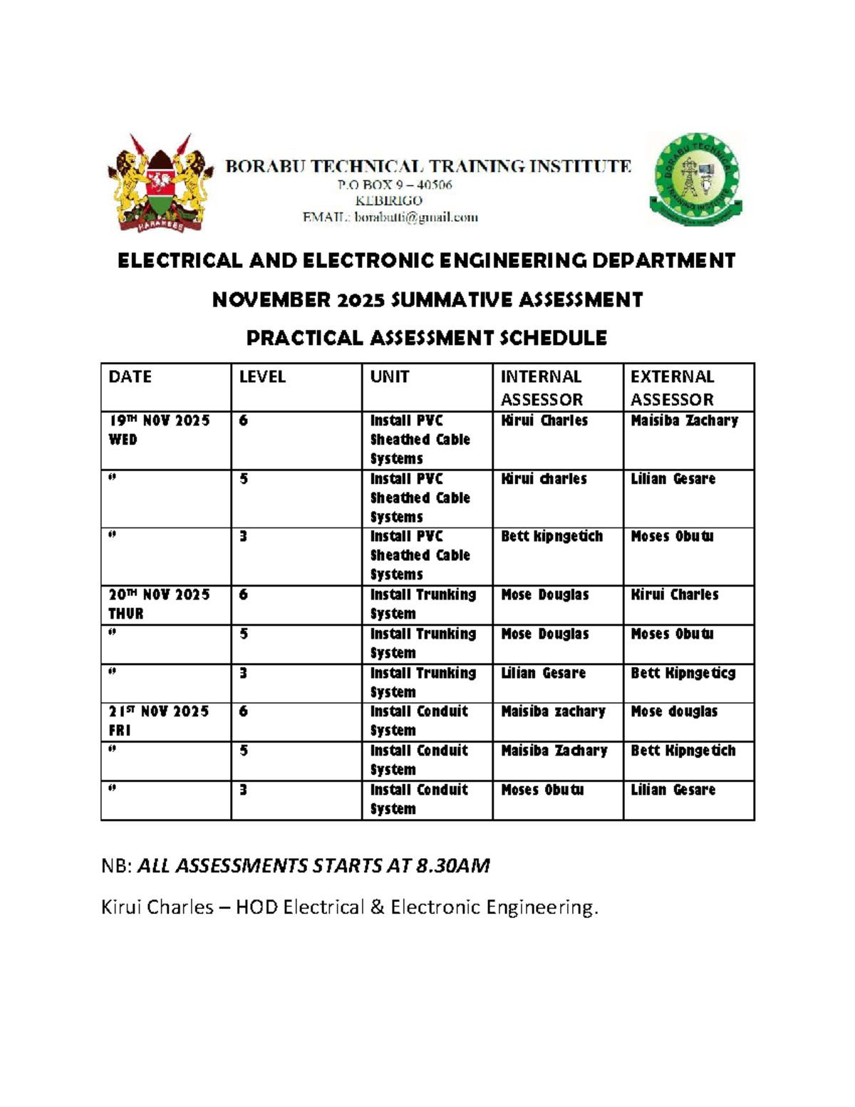 ELECTRICAL ENG 2025 PRACTICAL ASSESSMENT SCHEDULE - Studocu