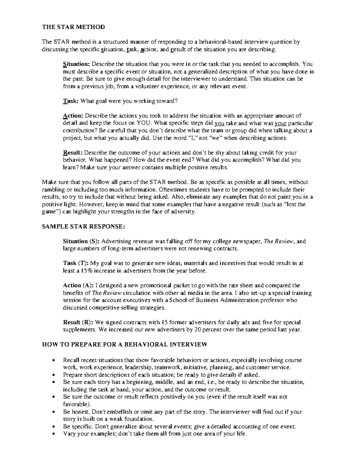 STAR Method Interview Preparation Guide: Key Insights and Examples ...