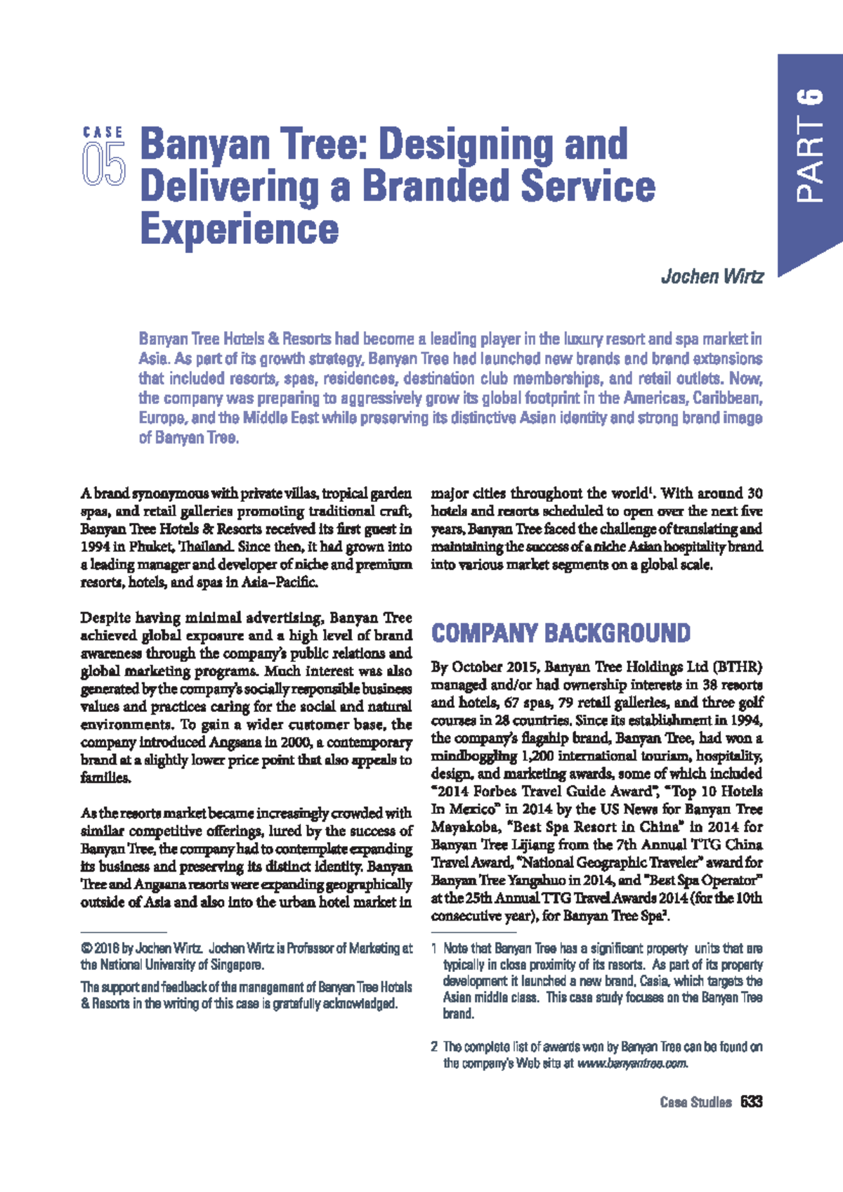 Case Study 05: Banyan Tree's Branded Service Experience Analysis - Studocu