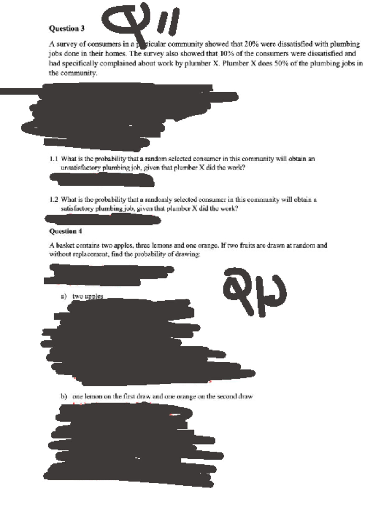 Probability Analysis of Consumer Satisfaction & Fruit Draws - 2 Notes ...